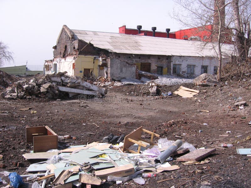 The Destruction of an Abandoned Building on the Garbage Dump Editorial ...