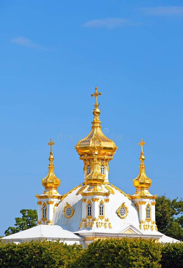 Russia, Petrodvorets-Peterhof Palace Stock Photo - Image of dome ...
