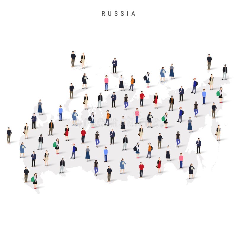 Russia Population Map. Large Group of People in a Shape of Russian Map ...