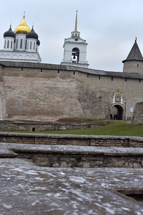 View of Pskov Kremlin, Pskov Krom, an Ancient Citadel in Pskov Oblast ...