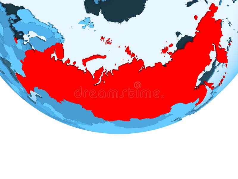 Russia in red on blue map stock illustration. Illustration of russian ...