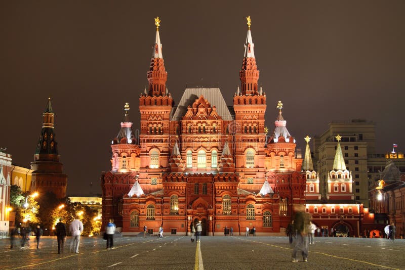 Russia: Red Square by Night Stock Image - Image of cloudy, star: 18727559