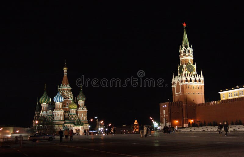 Russia. Red square, night stock image. Image of colored - 4019777