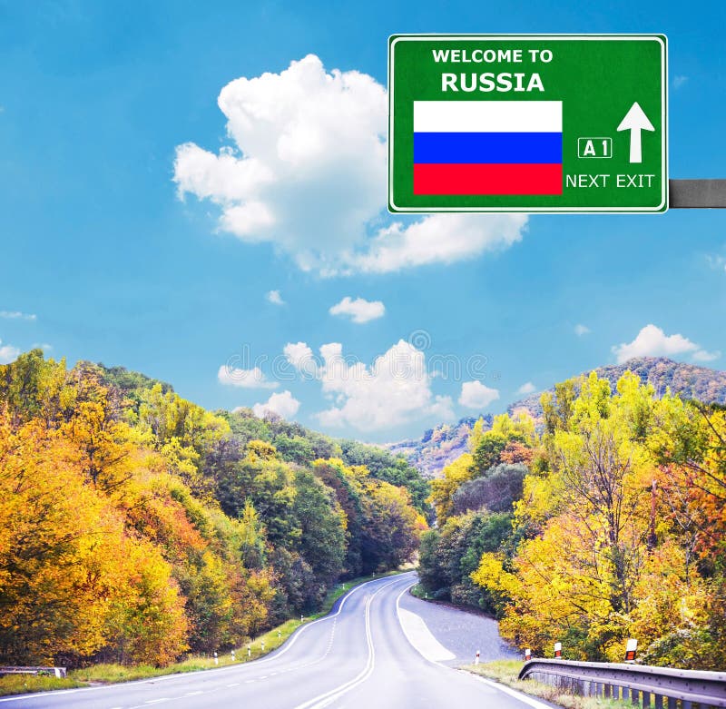 Russia Road Sign Against Clear Blue Sky Stock Photo - Image of roadsign ...