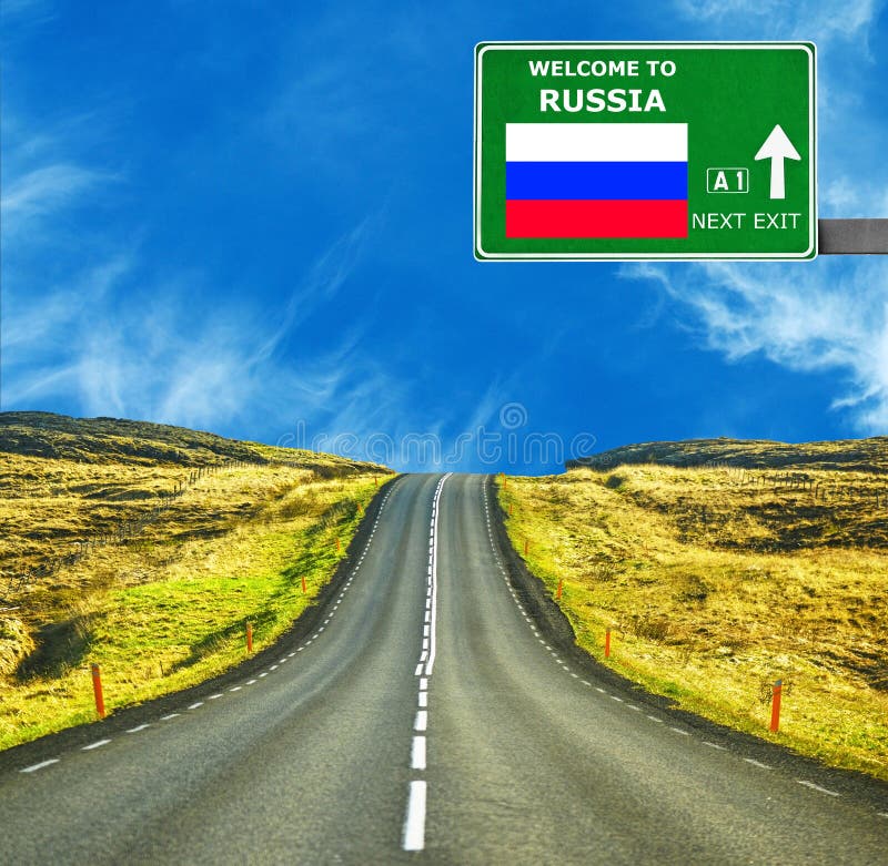 Russia Road Sign Against Clear Blue Sky Stock Photo - Image of roadsign ...