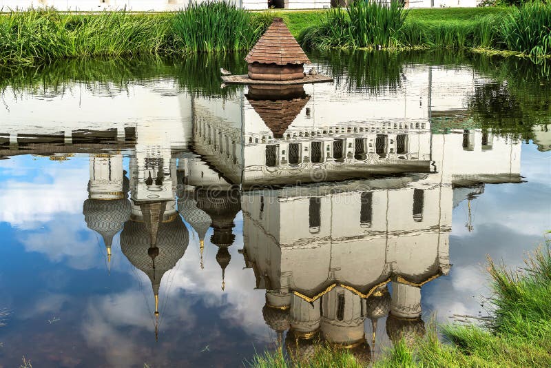Reflection of a Ancient Wall in a Dark Pool Stock Photo - Image of pool ...