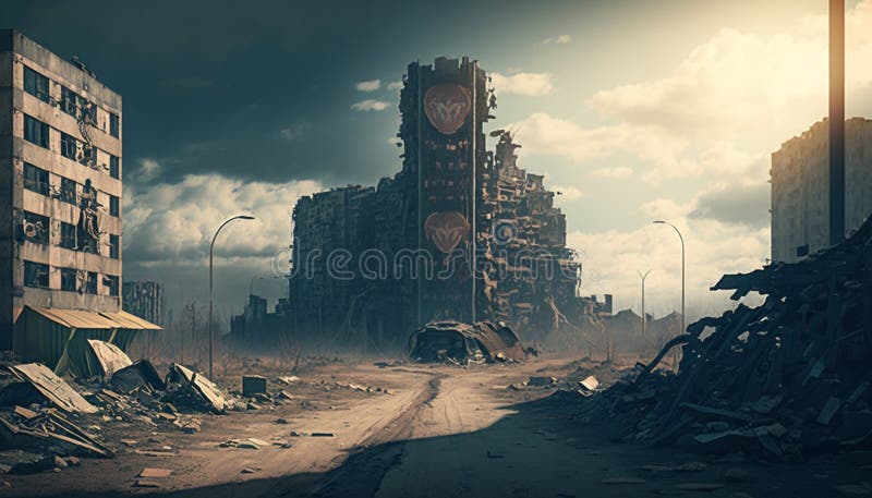 Russia in Ruins after a Devastating War, Apocalyptic Scenery. Generated ...