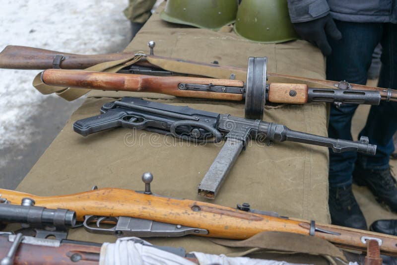 03/01/2020 Russia. Saint Petersburg. Weapons, Machine Guns Lying on the ...