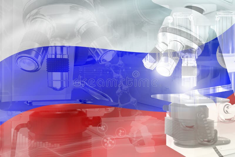 Russia Science Development Conceptual Background - Microscope on Flag ...