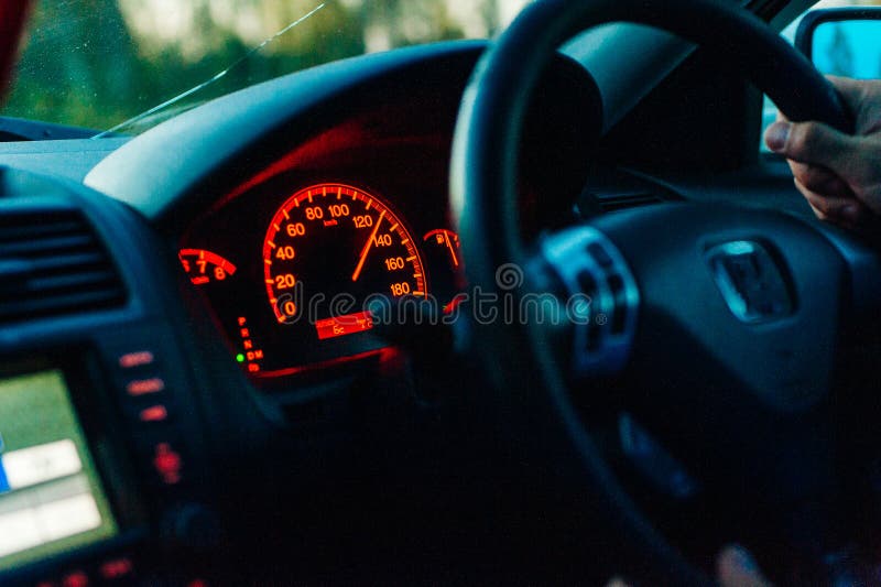 Russia - September, 2019 Speedometer in a Car Needle is Showing Speed ...