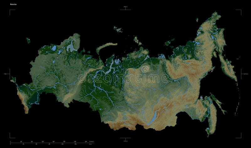 Russia Shape on Black. Physical Stock Illustration - Illustration of ...