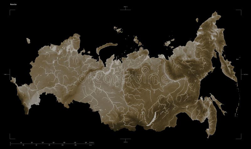 Russia Shape on Black. Sepia Stock Illustration - Illustration of ...