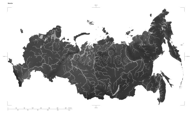Russia Shape on White. Grayscale Stock Illustration - Illustration of ...