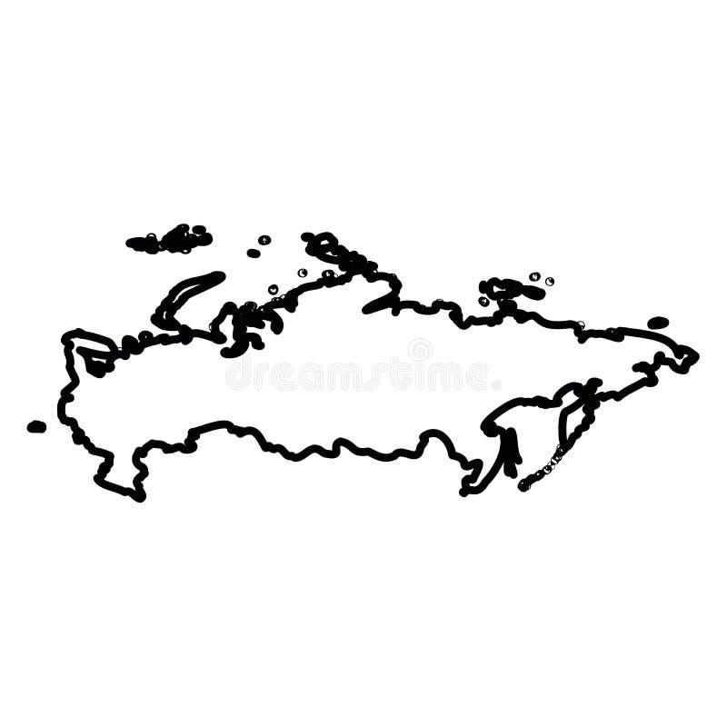 Russia - Solid Black Outline Border Map of Country Area. Simple Flat ...