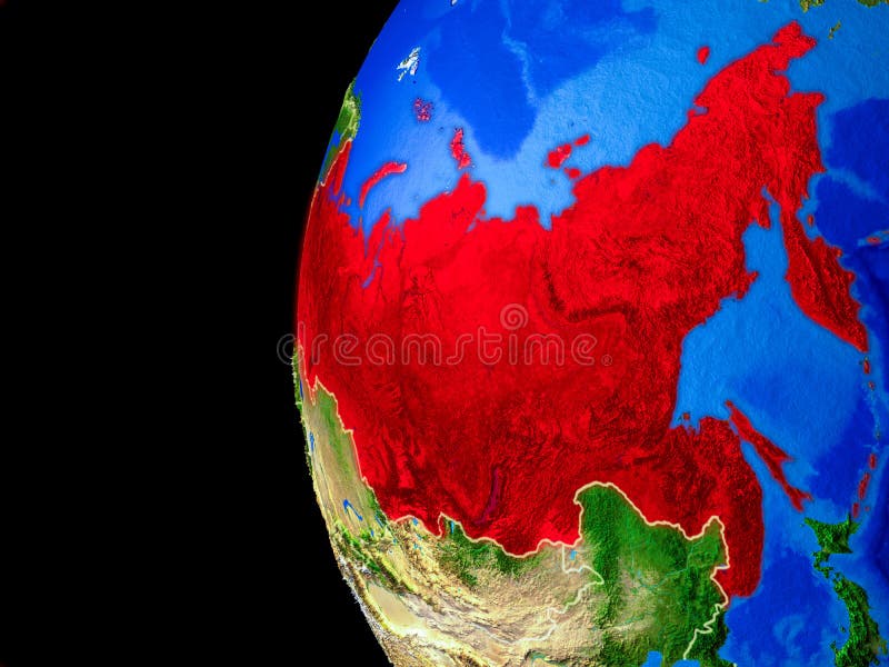 Russia from Space on Green Model of Earth with International Networks ...