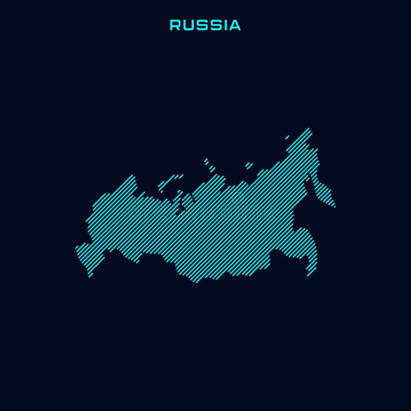 Russia Striped Map Vector Design Template with Blue Background. Stock ...