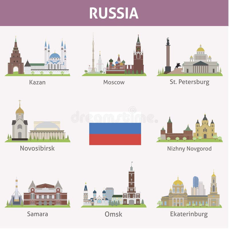 Russia map and cities stock vector. Illustration of city - 15975423