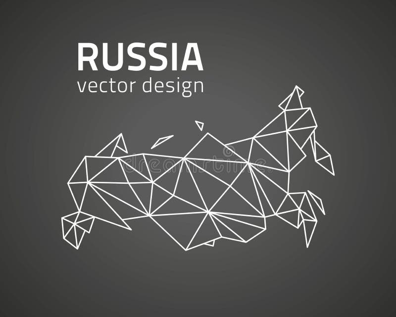 Russia Triangle Modern Black Vector Perspective Map Stock Vector ...