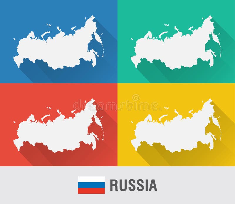 Russia World Map in Flat Style with 4 Colors. Stock Vector ...
