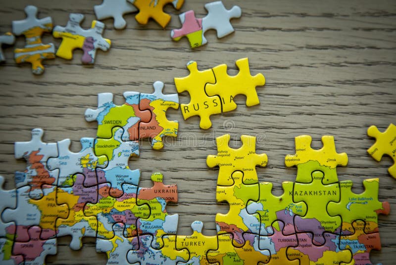 Russia on a World Map Puzzle with Puzzle Pieces Missing Stock Image ...