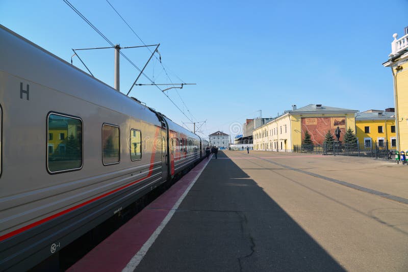 Russia, Yaroslavl-March 30.2016. an Express Train Standing at Station ...