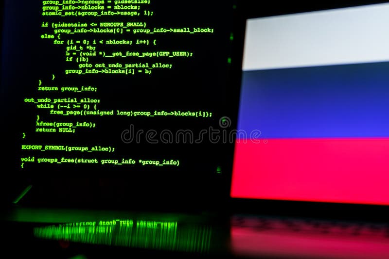 Russian Anonymous Hackers. Russian Flag and Programming Code in ...