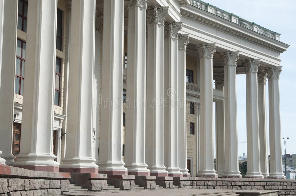 Russian Army Theatre, Columns Stock Photo - Image of fragment, door ...