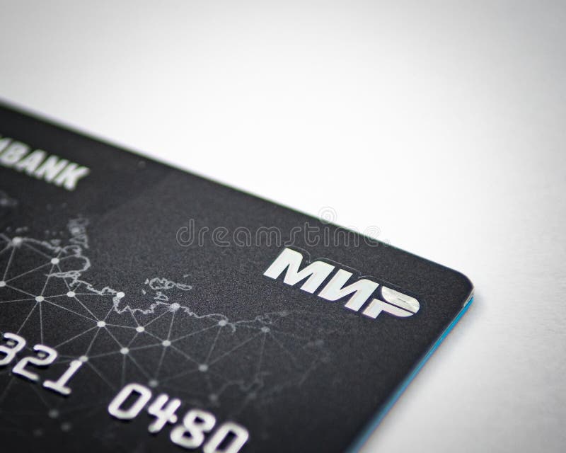 Russian Bank Card Mir Close-up Payment System Editorial Image - Image ...