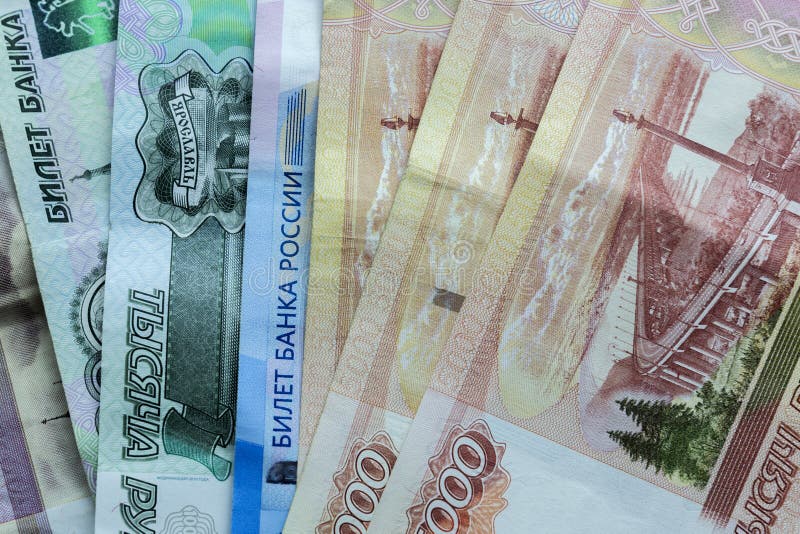 Russian Banknotes of Different Value Stock Image - Image of currency ...
