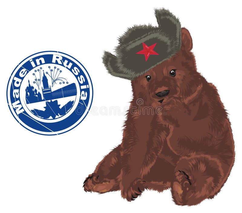 Russian bear and stamp stock illustration. Illustration of predator ...