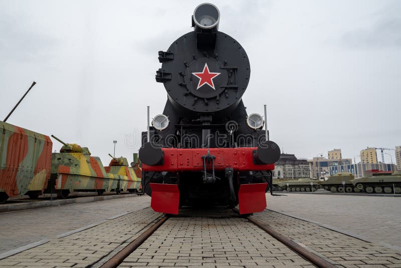Russian Black Retro Train Against a Gloomy Sky Stock Photo - Image of ...