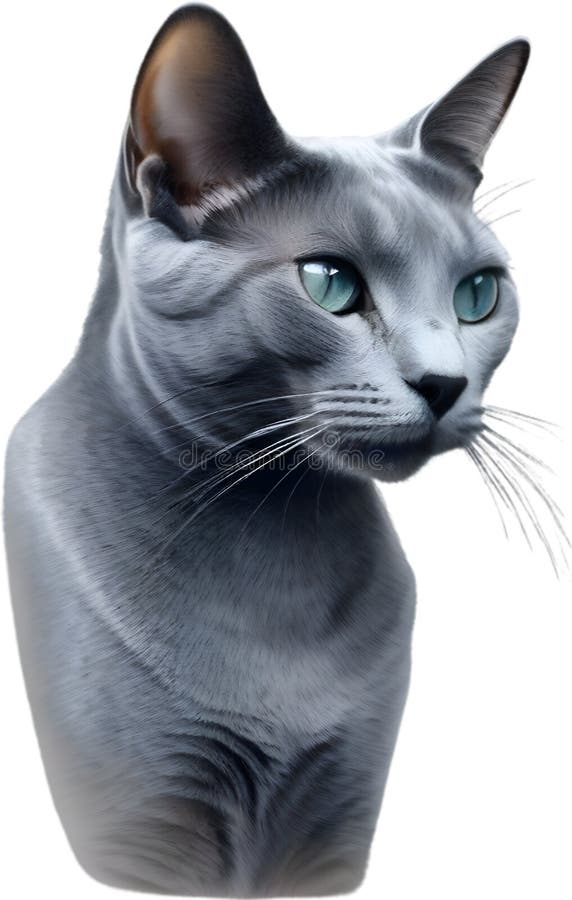 Russian Blue Cat, Colored-pencil Sketch of a Russian Blue Cat. AI ...