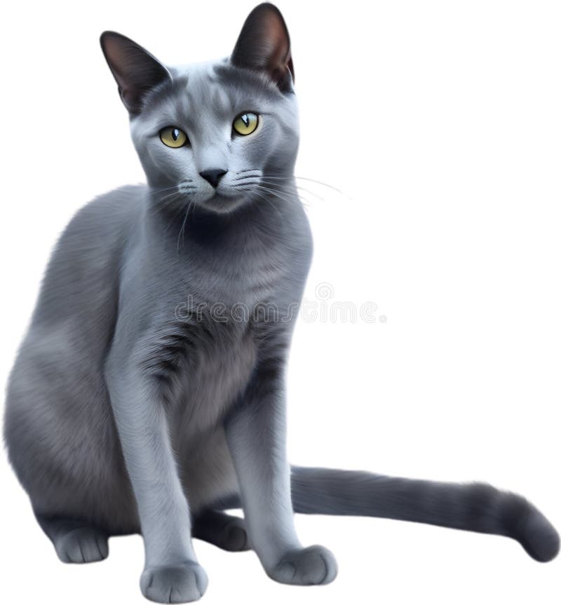 Russian Blue Cat, Colored-pencil Sketch of a Russian Blue Cat. AI ...