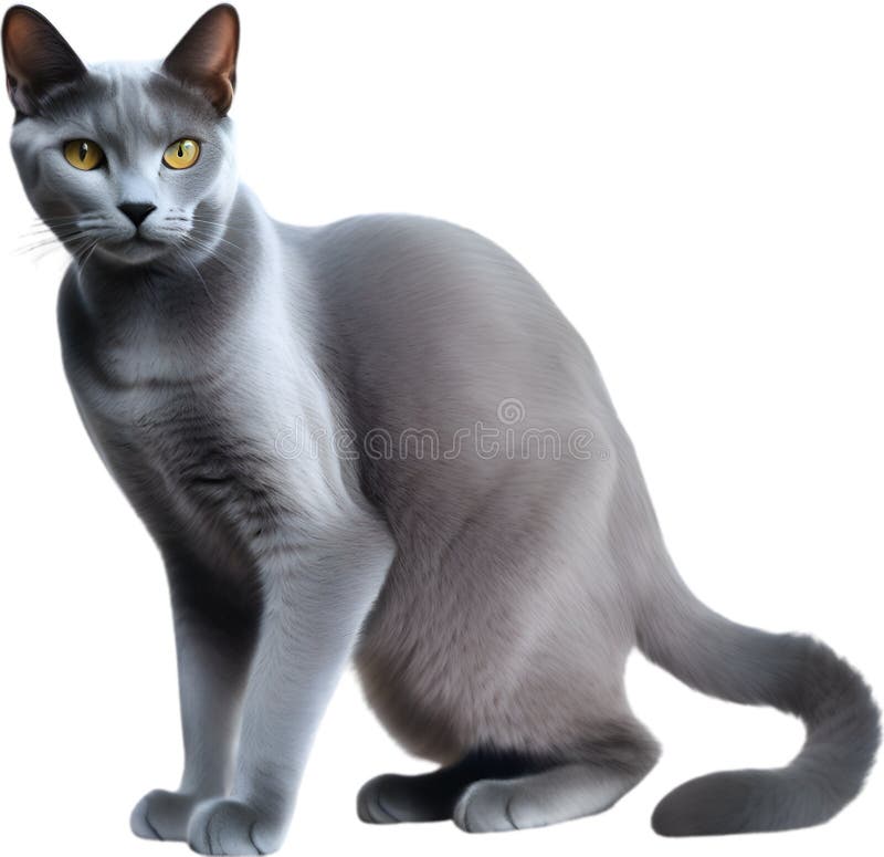 Russian Blue Cat, Colored-pencil Sketch of a Russian Blue Cat. AI ...