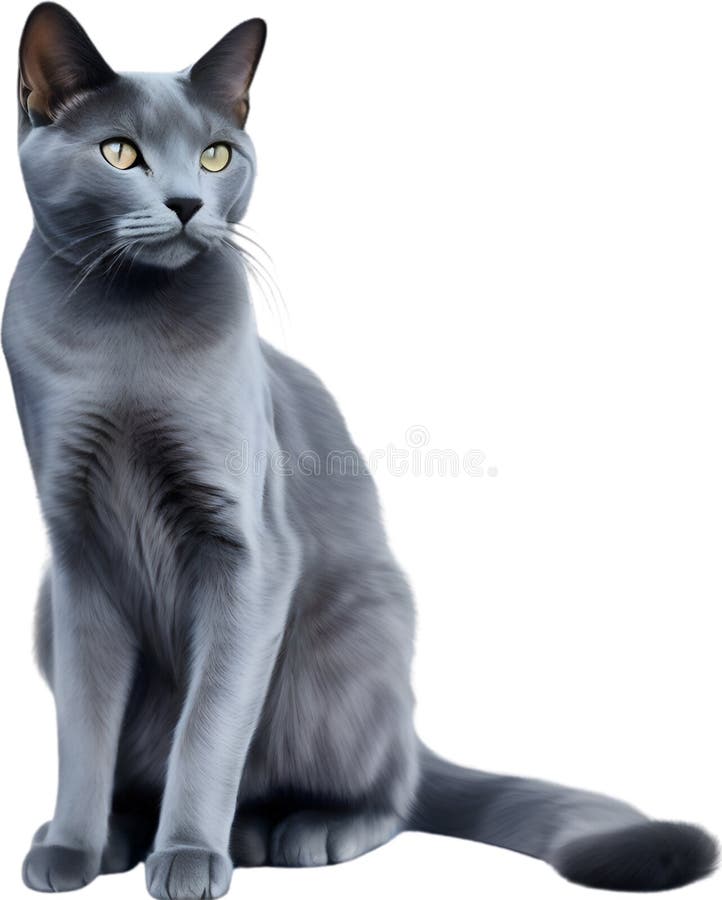 Russian Blue Cat, Colored-pencil Sketch of a Russian Blue Cat. AI ...