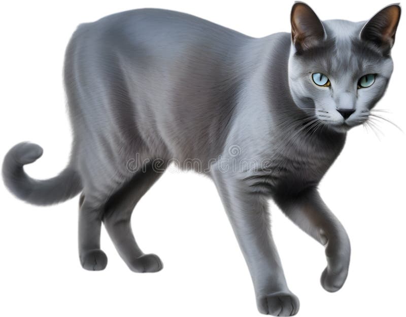 Russian Blue Cat, Colored-pencil Sketch of a Russian Blue Cat. AI ...