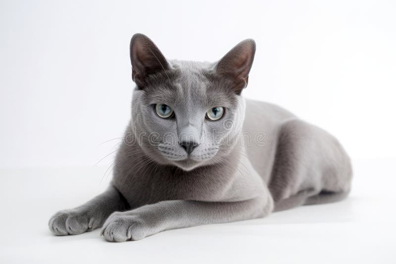 Russian Blue Cat on White Background. Generative AI Stock Illustration ...