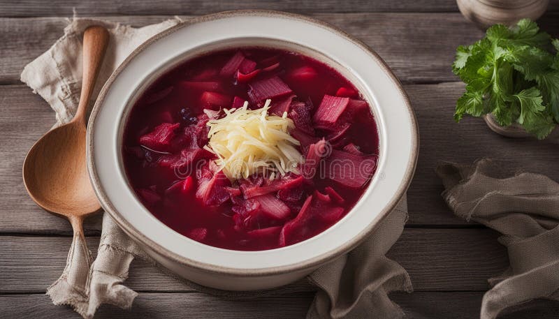 Russian Borscht (soup with Cabbage and Red Beet Stock Photo - Image of ...