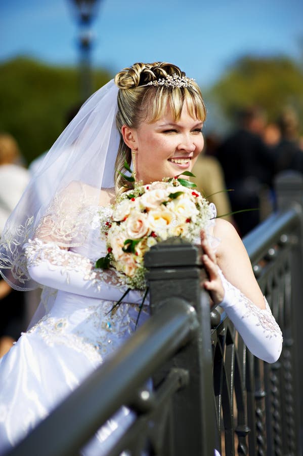 Russian Bride with Wedding Bouquet Stock Image - Image of wife ...