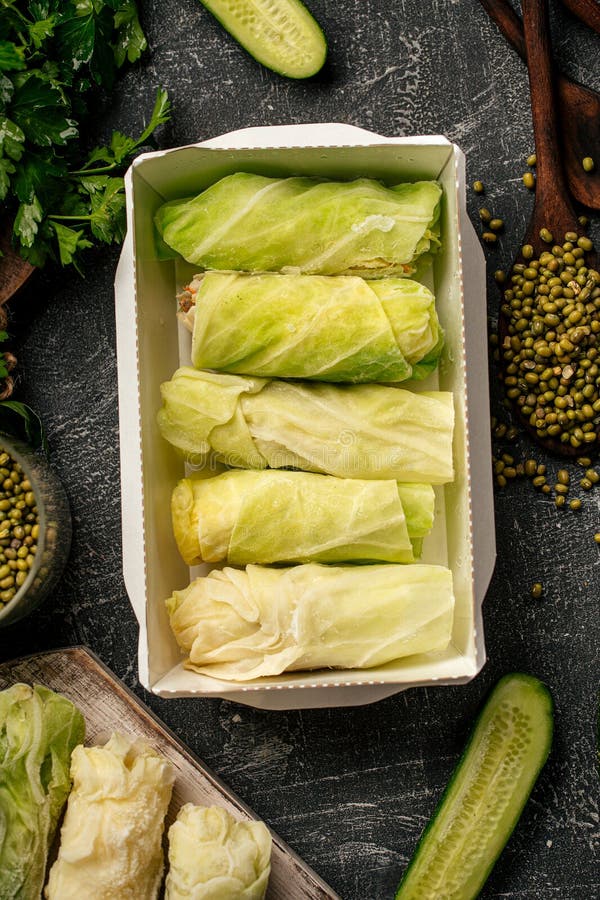 Russian Cabbage Rolls Golubtsy with Minced Beef Stock Photo - Image of ...