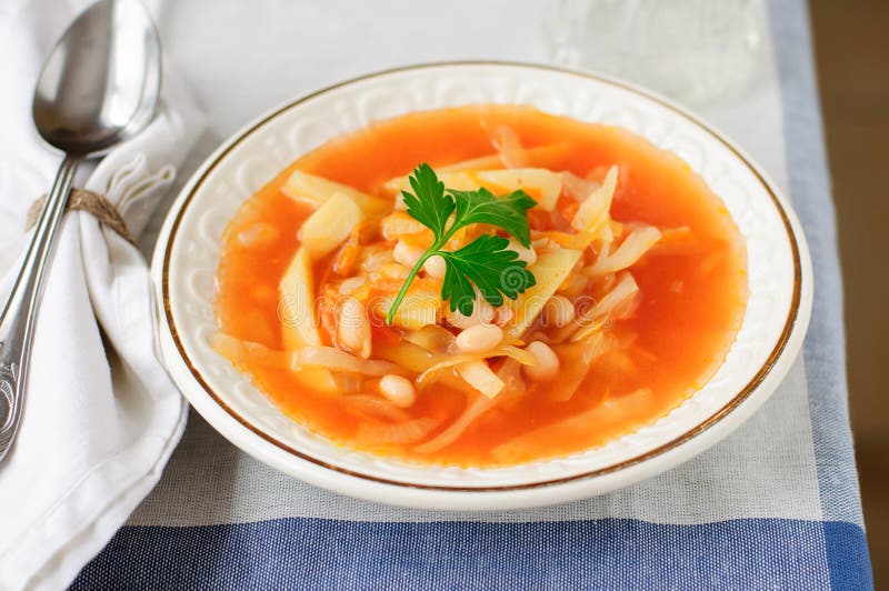 Russian Cabbage Soup, Shchi (Stchi) Stock Image - Image of lunch ...