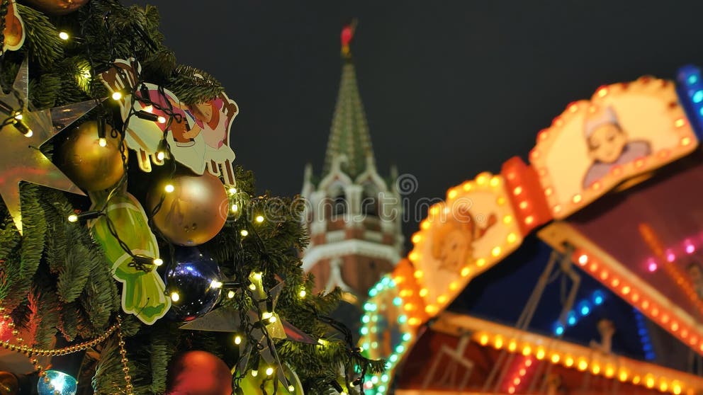 Russian Carousel Against the Background of the Red Square Against the ...