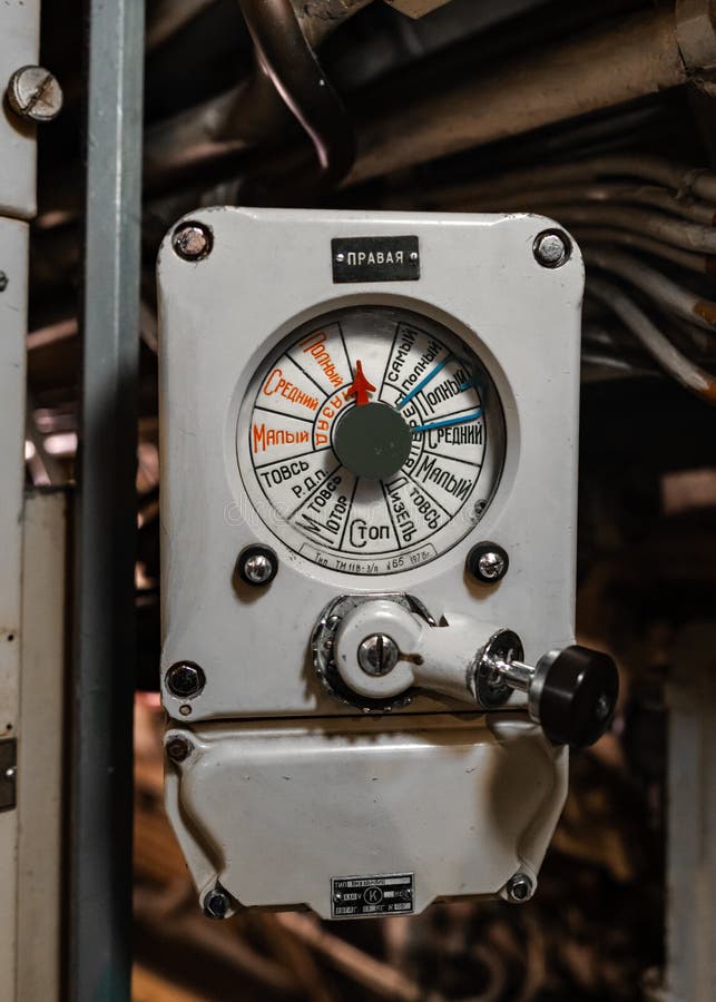 Russian Cold War Submarine Control Dials. Instruments Showing Russian ...
