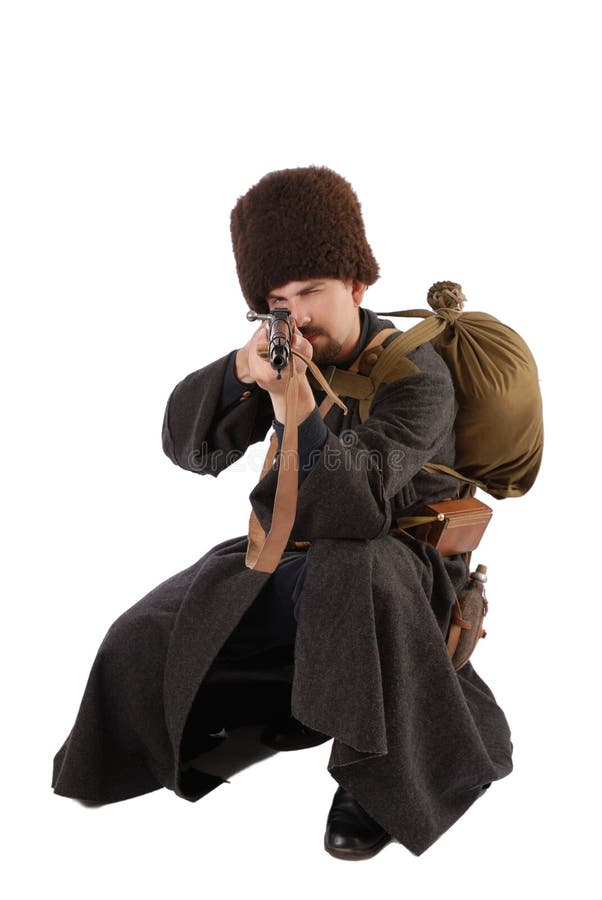 Russian Cossack Standing at Attention. Stock Image - Image of forces ...