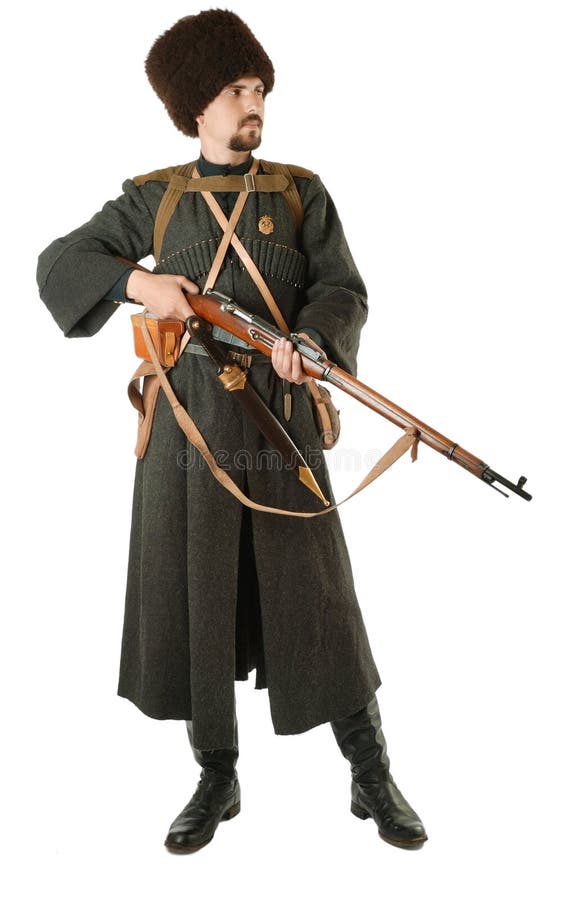 Russian Cossack with a Rifle. Stock Photo - Image of history, isolated ...