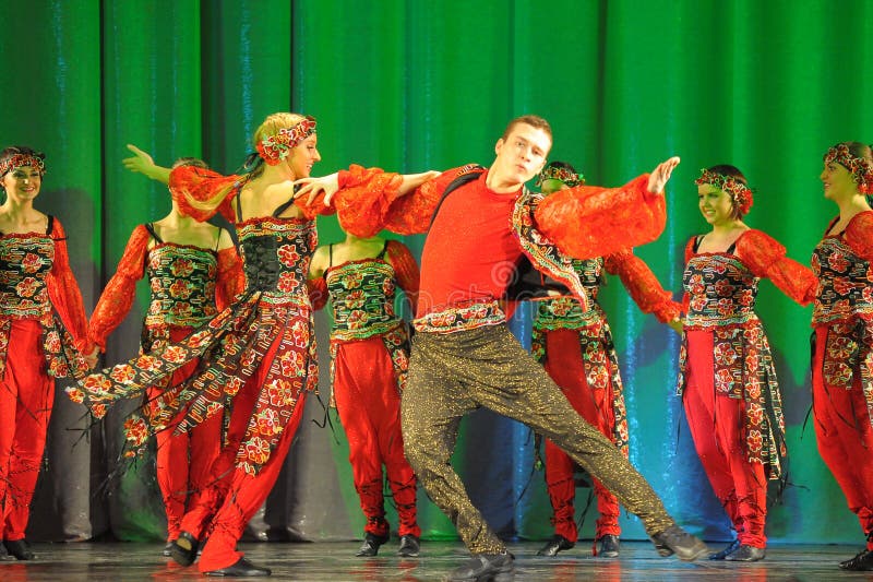 Russian folk dance group editorial stock photo. Image of performs ...