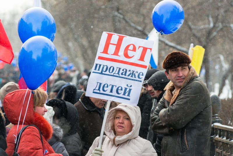 Russian Demonstrators with Poster with Text No To Editorial Stock Photo ...