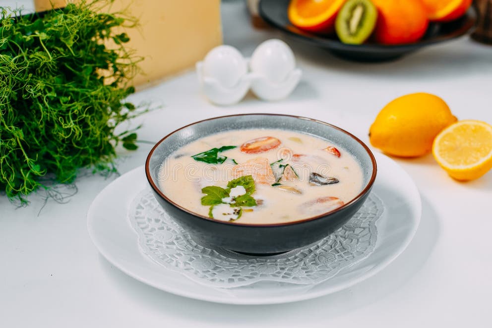 Russian Dish Fish Soup, on a White Background Stock Image - Image of ...