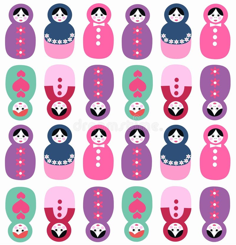 Matryoshka Dolls - Seamless Pattern of Russian Ne Stock Vector ...