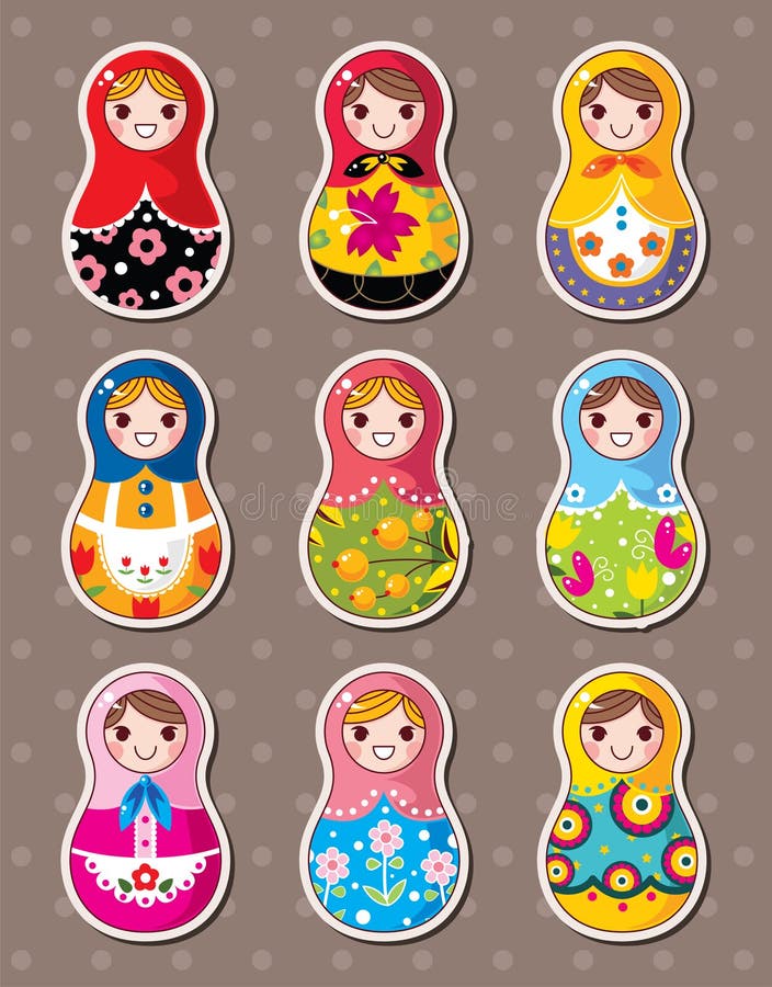 Russian dolls stickers stock vector. Illustration of colorful - 24617276